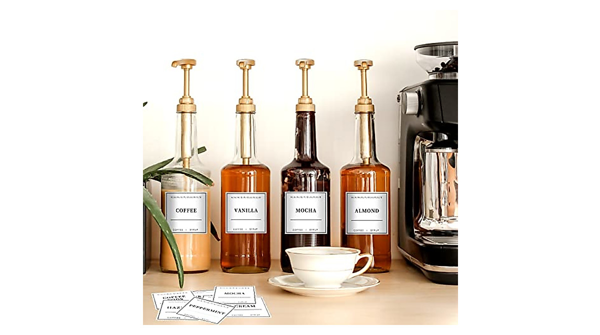 Stylish 40PCS Waterproof Coffee Syrup Labels