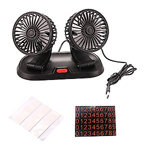 X AUTOHAUX Car Fan 5V USB Electric Car Cooling Fan with 360 Degree Adjustable Dual Head Automobile Vehicle Fan for Car Truck SUV RV Boat Black