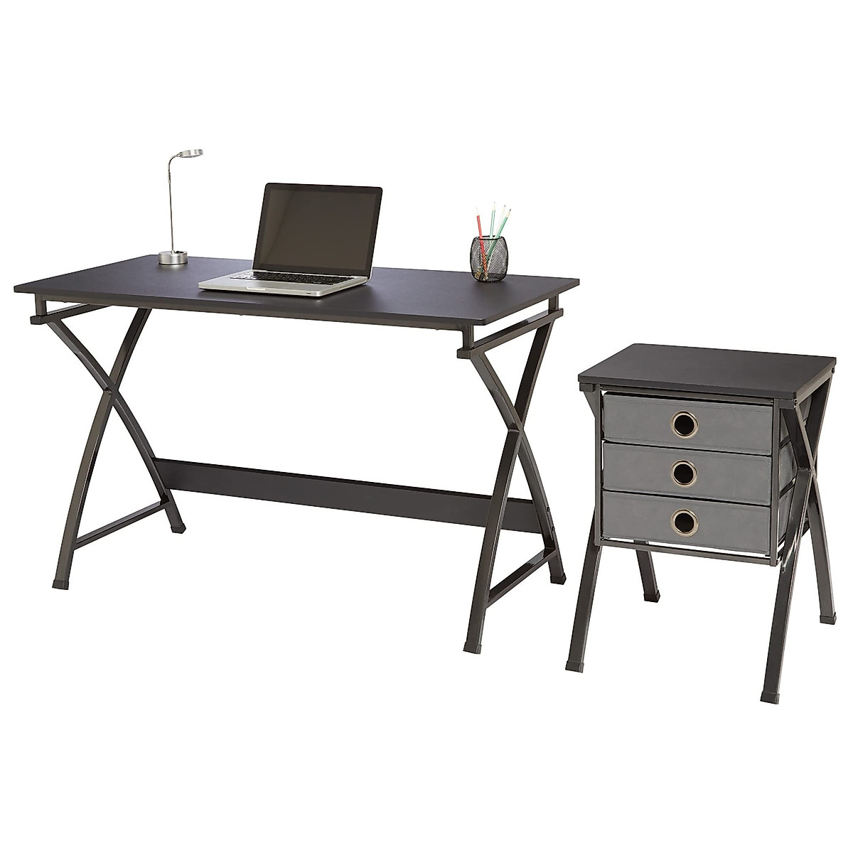 Realspace® X-Cross 48"W Computer Desk With File Cabinet, Black