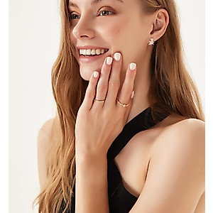 TIGRADE 1.2mm 14k Gold Plated Stacking Ring Fashion CZ Star Ring Dainty Thin Ring Eternity Statement Ring for Women Size 4-11, Gold, Size 8