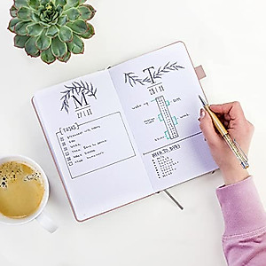 Clever Fox Dotted Notebook – Dot Grid Bullet Numbered Pages Hard Cover Notebook Journal With Thick 120g Paper and Pen Loop, Stickers, 3 Bookmarks, Smooth Faux Leather, 5'' x 8.25'' - Rose Gold