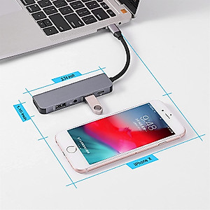 Type-c Docking Station, 5-in-1 Hub Usb3.0 3.5mm Audio Hdmi Pd Fast Charge Compatible with Windows Xp/Vista, Win 7/win8/win 10, Mac Os, Linux, Android (Silver) (Silver)