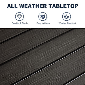 VICLLAX Patio Dining Table, Round Patio Table Metal Outdoor Bistro Table with Rack for Balcony Garden Deck, 27.6Inch Ash Grey