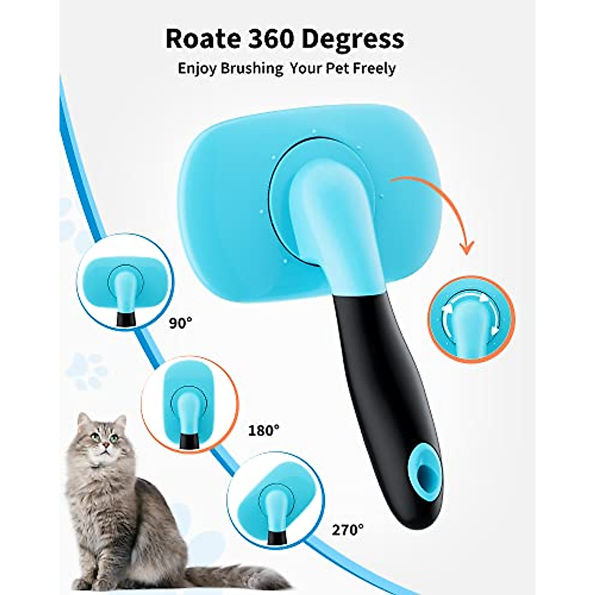 Glendan Dog Brush & Cat Brush- Slicker Pet Grooming Brush- Shedding Grooming Tools(Blue)