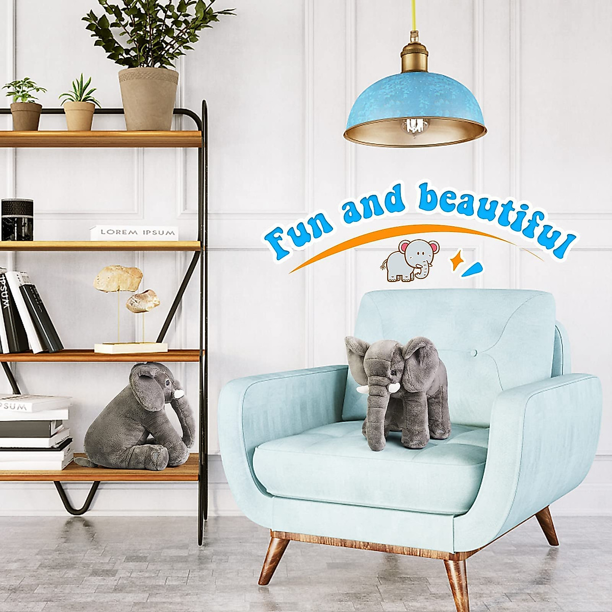 Stuffed Elephant Plush Animal Toy (12 x 9 x 15 inch)