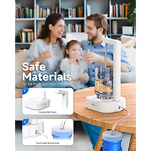 FUNCUE Water Dispenser, Intelligent 7 Levels Water Dispenser for 5 Gallon Bottle & Universal Bottles, Portable Desktop Water Pump for Indoor Outdoor, Automatic Electric Water Jug Dispenser