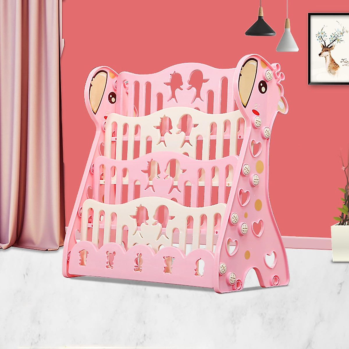 Qcwwy Kids Bookcase Stand, Mutifunctional Children Magazine Display Storage Shelf Plastic Toddler Bookshelf Suitable for Playrooms Bedrooms Living Rooms Study Rooms (5)