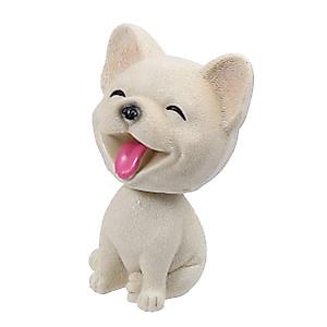 Amosfun Dashboard Nodding Heads Bobble Head French Bulldog Dog Car Dash Puppy Simulation for Car Vehicle Cake Decoration Decor Home Decorative