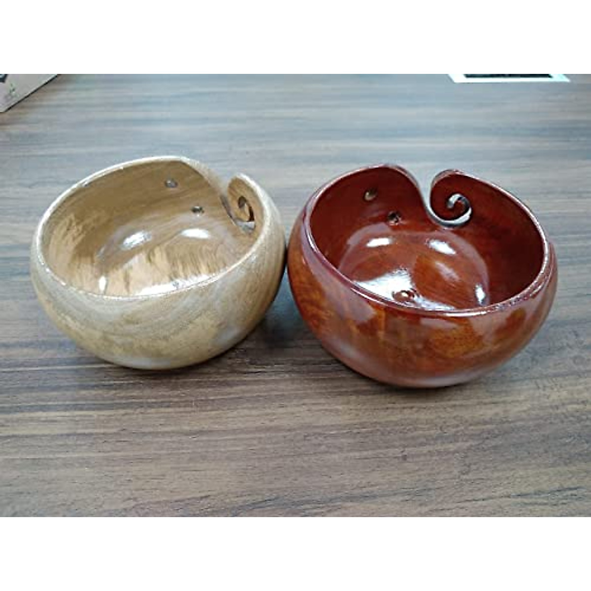 Decorative Yarn Bowl Weaving Supply Circular Yarn Storage Bowl Wooden for Knitting Crochet by SUFY Crafts (Small-6x6x3 Inch)