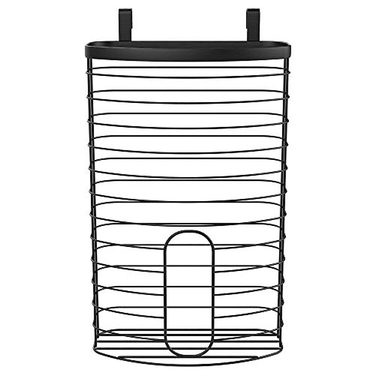 Lilimpact Over the Cabinet Kitchen Storage Grocery Bag Plastic Shopping Bag and Garbage Bag Holder Saver Dispenser Rack Stainless Steel' (Black)