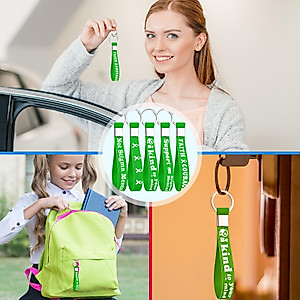 Blueweenly 100 Pcs Mental Health Awareness Silicone Keychains Gifts Green Awareness Ribbon Keychain Green Mental Faith Courage Hope Keychains for Adult Man Woman Gifts