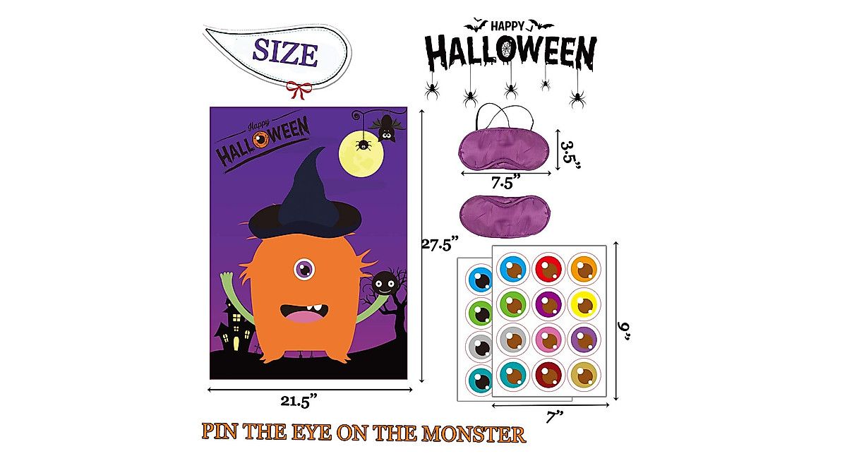 Halloween Kids Game: Pin The Eye on Monster | Fun Party Activity