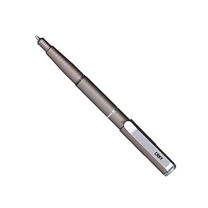 CRKT Collet Pen: Tungsten Carbide Scribe, Grey Anodized Aluminum with Pressurized Ink Cartridge and Pocket Clip TPENWU