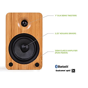 Kanto YU6BAMBOO Powered Bookshelf Speakers with Bluetooth and Phono Preamp | Pair | Bamboo