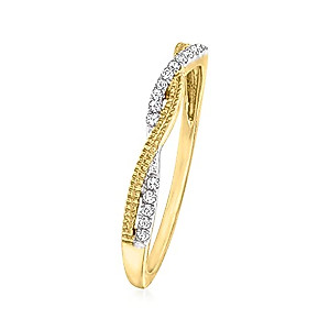 Canaria 0.10 ct. t.w. Diamond Twisted Milgrain Ring in 10kt Yellow Gold. Size 8
