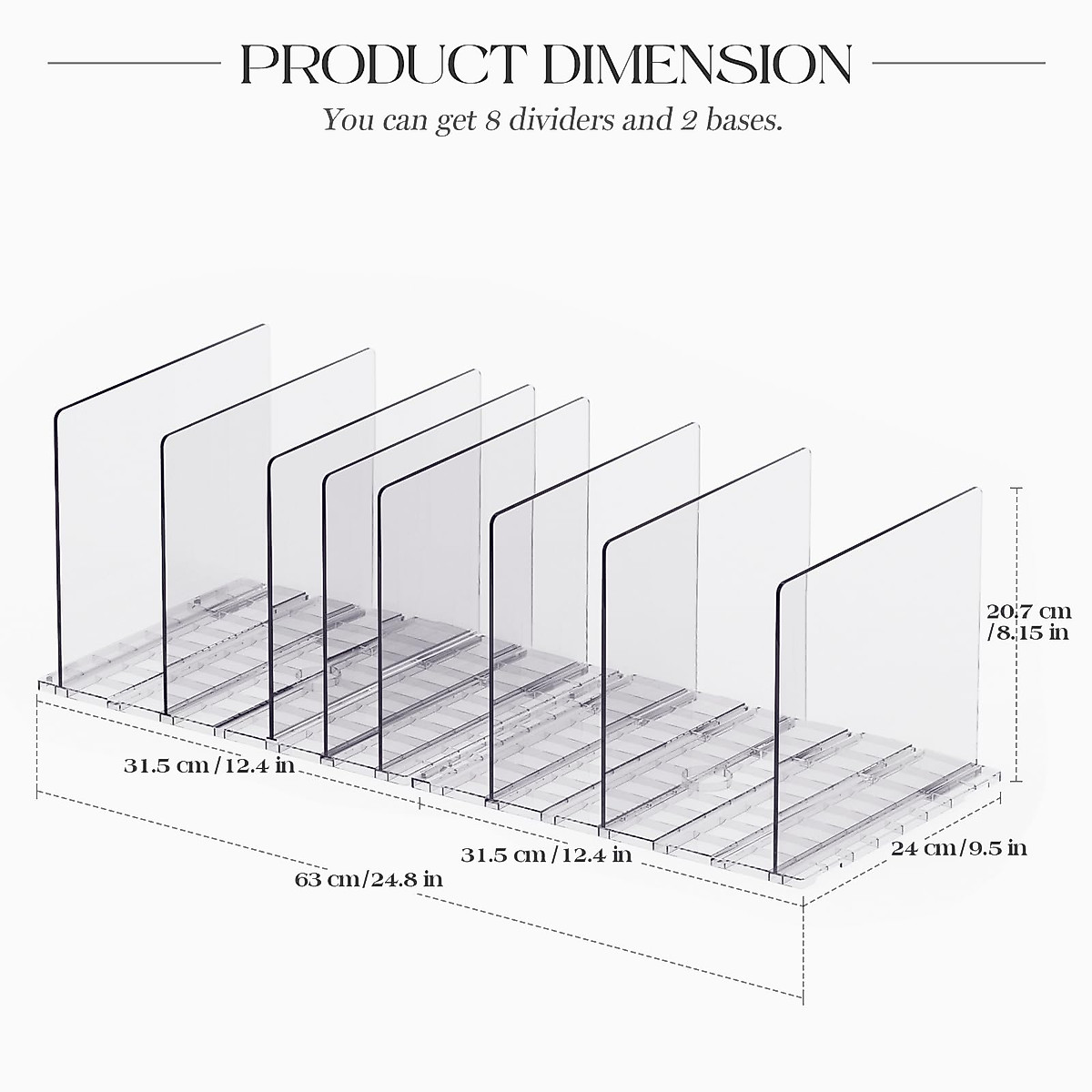 Urban Deco 8PCS Adjustable Clear Shelf Dividers Acrylic Purse Organizer for Closet Acrylic Shelf Dividers Purse Dividers for Closet Suitable for Bedroom, Living Room，Kitchen and Office