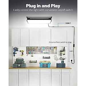 AGranTOP 2 Pack Plug in LED Shop Lights - 100W 15000LM Aluminum Garage Light w/ 9.84ft Power Cord, IP66 Waterproof Shop Lights for Garage, Workshop, Warehouse (Built-in ON/Off Switch)