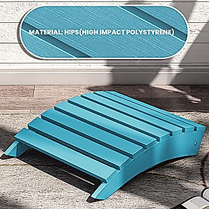 SERWALL Folding Adirondack Ottoman, Weather Resistant Adirondack Footrest Without Assembly, Cyan Blue