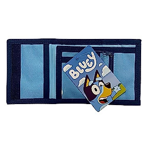 Bluey Kids Wallet with Zipped Coin Compartment & Card and Note Slots, Blue, 13 X 9 X .7cm, Modern