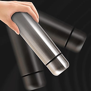 Stainless Steel Thermal Bottle Thermos for Hot and Cold Drinks Travel Coffee Mug with Cup Water Flask Vacuum Insulated Tumbler 17 oz/500ml （Silver）