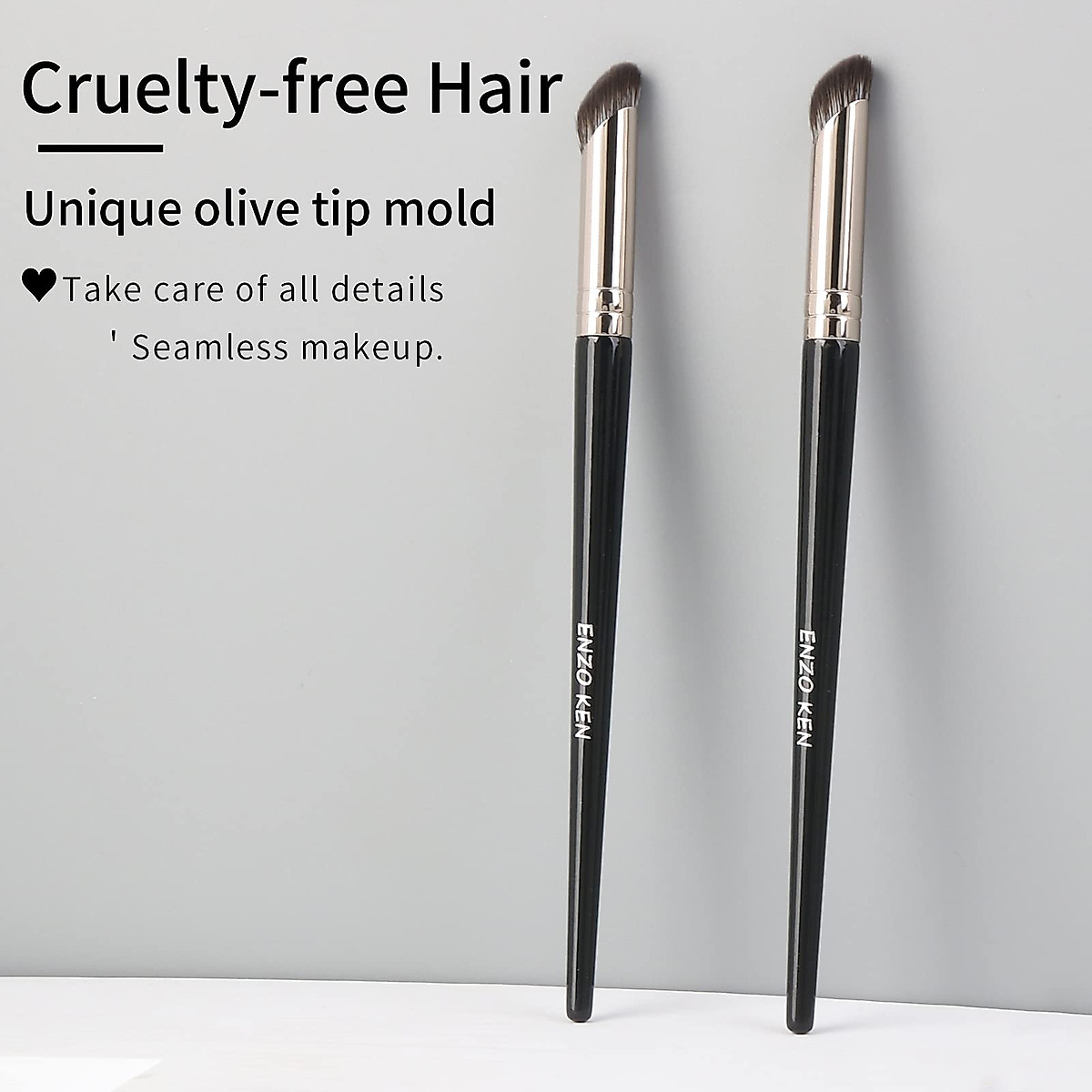 ENZO KEN Small Nose Contour Brush, Angled Concealer Brush Under Eye, Concealer Brush, Angle Concealer Brush, Small Concealer Brushes, Contour Nose Brush, Concealer Angled Brush - Black, 8M01