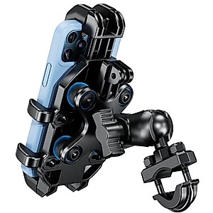 BRCOVAN Motorcycle Phone Holder with Vibration Dampener, Anti-Shake Motorcycle Phone Mount, Adjustable Handlebar CellPhone Holder for Motorcycle Bike Bicycle Scooter ATV Fit 5.4''-7.2'' Smartphone