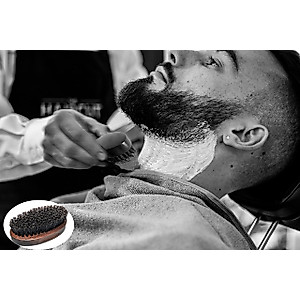 Hannana Boar Bristle Beard Brush for Men, Walnut Style Handle, Beard Straightener Brush, Gift for Men, Black and Brown, Small (Pack of 1)