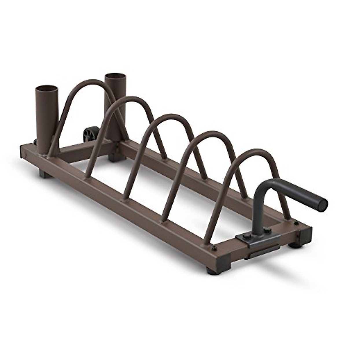 Steelbody Horizontal Plate and Olympic Bar Rack Organizer with Steel Frame and Transport Wheels STB-0130, brown 41”L x 11”W x 9.5”H
