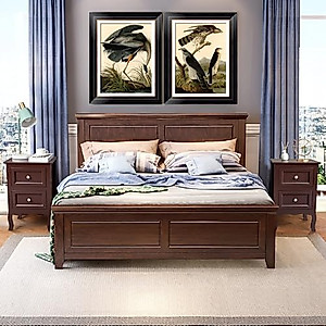 Royard Oaktree Upgraded Set of 2 Wooden Side Table with 2 Drawers Farmhouse Bedside Table with Storage for Bedroom Living Room,Brown