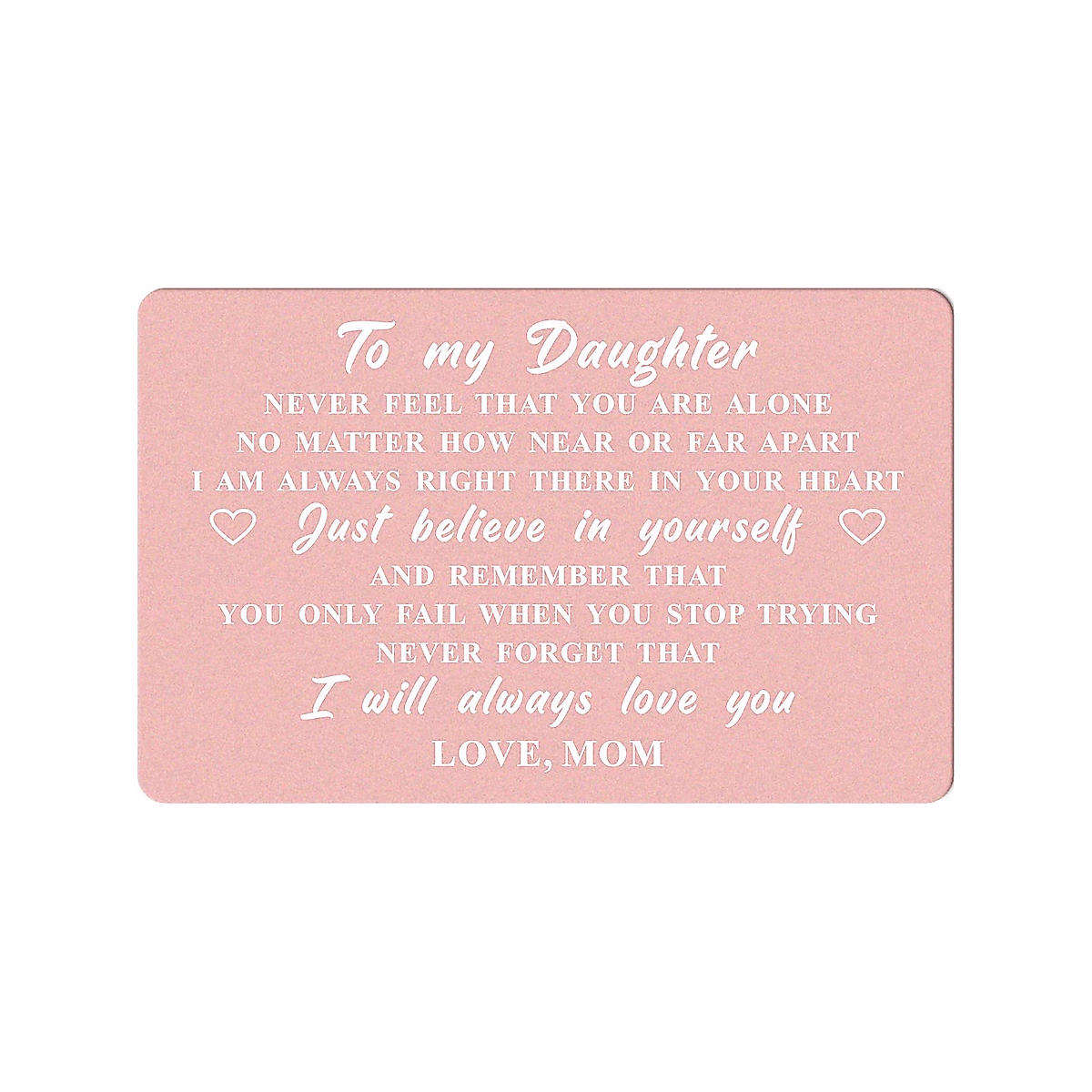 DEGASKEN Daughter Gifts Wallet Card from mom, To My Daughter Never Forget I Love You, Daughter Wedding Card Gifts from Mother, College Graduation, Birthday, Christmas