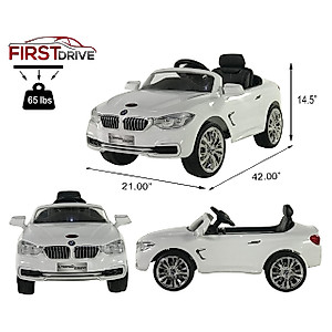 BMW 4-Series - First Drive - 12v Kids Cars - Dual Motor Electric Power Ride On Car with Remote, MP3, Aux Cord, Led Headlights, and Premium Wheels(White)