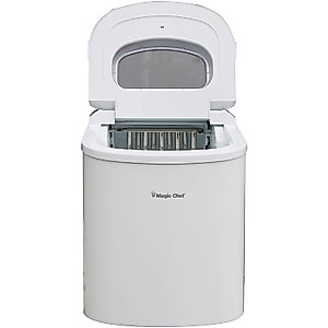 Magic Chef MCIM22W 10 Portable Ice Maker with Easy Touch Control Pad Viewing Window Removable Basket and Ice Scooper in White