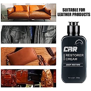 100ml Auto Leather&Plastic Refurbishment Paste, Washable Refresh Aging Plastic and Leather Surface, Car Restorer Cream with Sponge Quick Restore