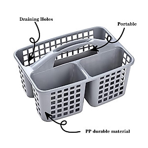 Boxonly Portable Shower Caddy Basket,Convenient Cleaning Supplies Organizer with Compartments and Handle,Ideal for Bathroom, Bedroom, Kitchen, College Dorm,Garden,etc.12.4" x 7.4" x 5.1"Blue