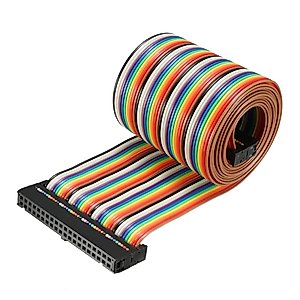 uxcell IDC Rainbow Wire Flat Ribbon Cable 40 Pins 118cm Length 2.54mm Pitch Type-C