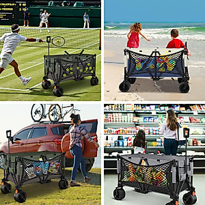 Raynesys Heavy Duty Wagon Cargo Net, Double-Layer Wagon Accessories for Beach Wagons Carts, Elastic Storage Organizer Net with Hook, 31.5in x 14.5in, 2 Pack