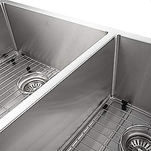 ZLINE 36" Chamonix Undermount Double Bowl Stainless Steel Kitchen Sink with Bottom Grid (SR60D-36)