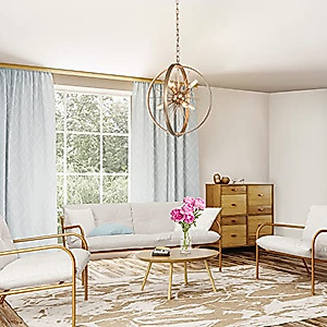 classy leaves Gold Chandelier, 6-Light Modern Globe Chandelier, Starburst Gold Pendant Light Fixture with Rotatable Framework for Kitchen Island, Foyer, Dining Room & Entryway, 18’’ D x 20.5’’ H