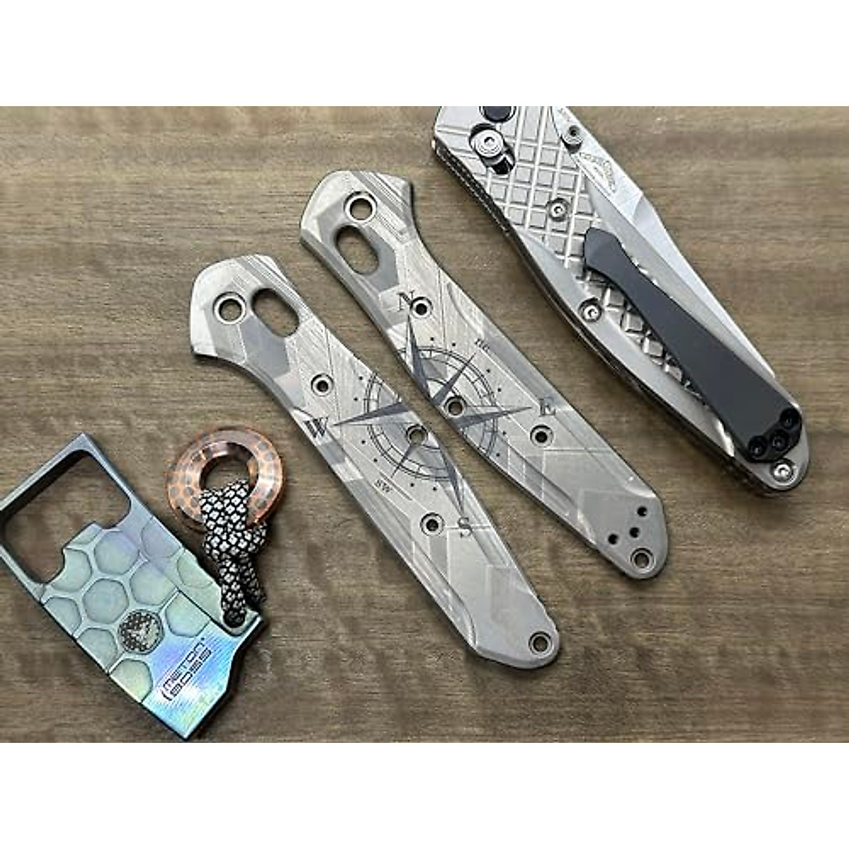 COMPASS engraved Titanium Scales for Benchmade 940 Osborne