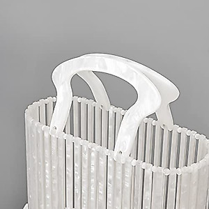 sorozien Women Acrylic Handbag Clutch Beach Bag Handmade Tote Ark Bag Top Handle Bags Fashion Party Clutch Purse (Pearlescent White)