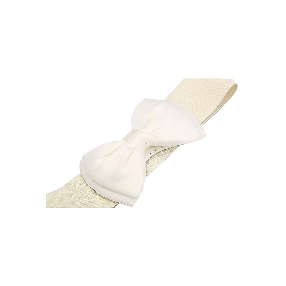 Allegra K Women Elastic Waist Belt Wide Stretch Cute Bowknot Waistband Fit Waist:24-32 inches Beige