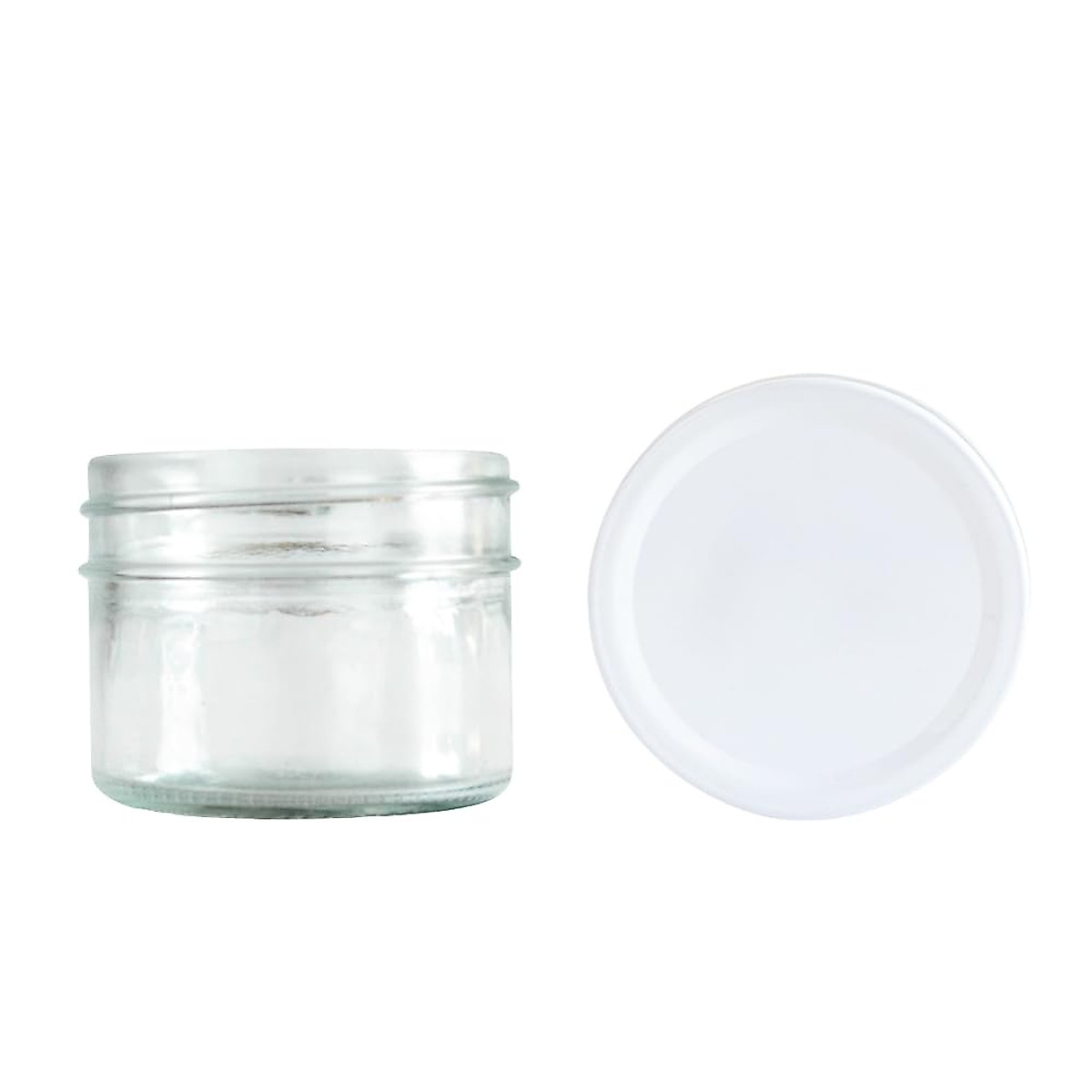 GPK4ALL 4oz Mason Jar Canning Jar with Regular Mouth, Silver Single Piece Lid, Pack of 12 (White)