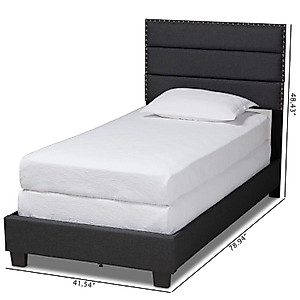 Baxton Studio Ansa Modern and Contemporary Dark Grey Fabric Upholstered Twin Size Bed