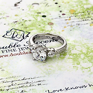 DoubleAccent Platinum Plated Sterling Silver Ring 2 CT Round CZ Stone Beautiful Wedding Engagement Ring (Size 5 to 9), 6