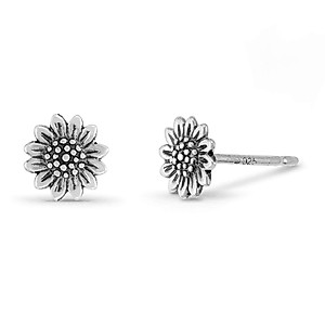 Boma Jewelry Sterling Silver Sunflower Stud Earrings