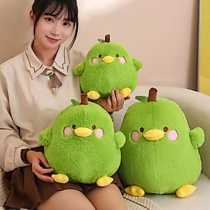 Pear Duck Doll, 2-in-1 Plush Toy Soft Stuffed Animal Sofa Cushion Cute Cartoon Duck Plushies Doll Pillow Companion Soothe Toy for Kids Girls Home Decoration (Green S)