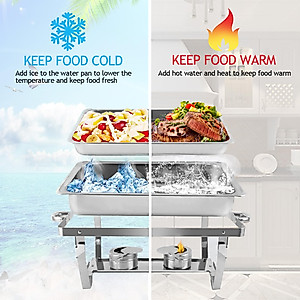 MRIISEL Chafing Dish Buffet Set - 4 Pack, 8 Quart Stainless Steel Chafer Buffet Servers and Warmers Set with Folding Frame for Weddings, Parties, Banquets, and Catering Events