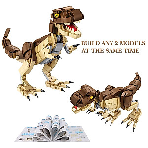 BEENLE Dinosaur Fossils Building Kit for Kids Building Dinosaur Blocks Toys Toddler Creative Thinking 2 Pack Dino Block Playset Kit Educational Kit Stem Toys Gifts for 6+ yr Boys Girls (906 PCS)