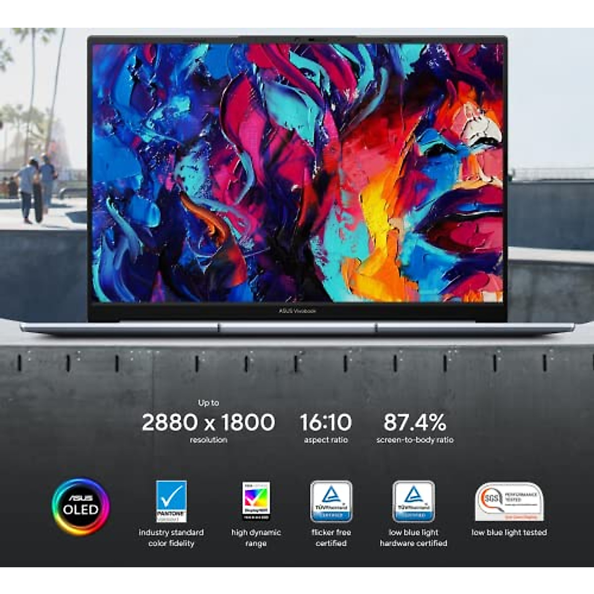 Asus 2022 Latest Vivobook S 14X 14.5 OLED 2.8K 120Hz Laptop, 14 Cores Intel Evo 12th Gen i7-12700H, 100% DCI-P3 Pantone 600nits 16:10, Wi-Fi 6E, Backlit KB, Thunderbolt 4 (16GB RAM