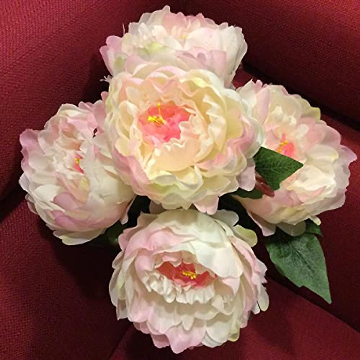 HoveBeaty Artificial Peony Silk Flowers Bouquet Home Wedding Decoration, 1 Pack, 5 Heads(Pink)